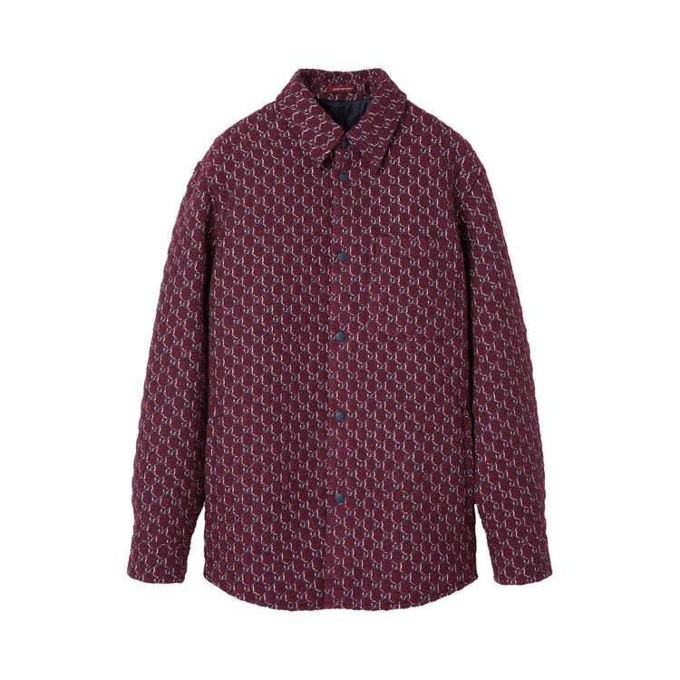 Buy Gucci Bouclé Wool Jacquard Shirt 'Burgundy/Blue' - 787904 ZAQ5N ...