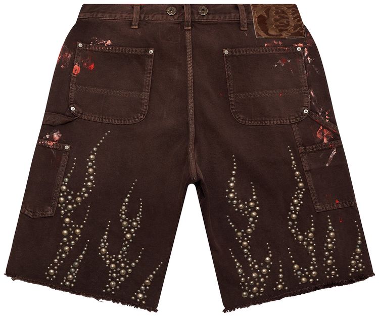 Buy Hellstar Studded Denim Shorts 'Brown' - HSCXSHO03 BROW | GOAT