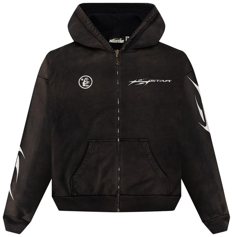 Buy Hellstar Logo Zip-Up Hoodie 'Black' - HSCXZIP01 BLAC | GOAT