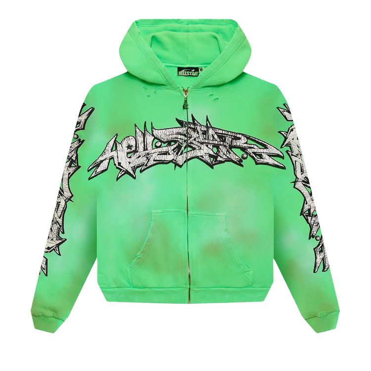 Buy Hellstar Graffiti Zip-Up Hoodie 'Green' - HS11JCK001 GREE | GOAT