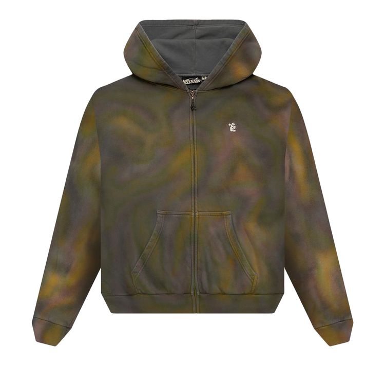 Buy Hellstar Classic Logo Airbrush Zip-Up Hoodie 'Green' - HSCXZIP02 ...