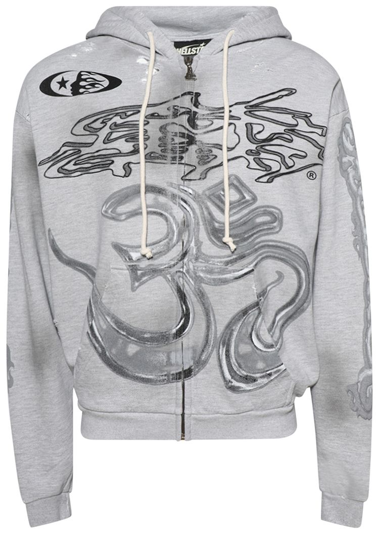 Buy Hellstar Yoga Zip-Up Hoodie 'Grey' - HSCXHOO02 GREY | GOAT