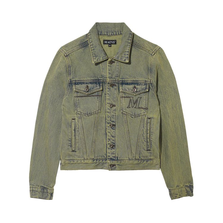 Buy MAINS Washed Denim Jacket 'Green' - M25 D2 003 GREE | GOAT