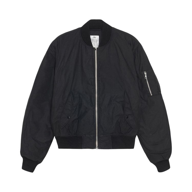 Buy Stussy Waxed Built Bomber Jacket 'Black' - 115803 BLAC | GOAT