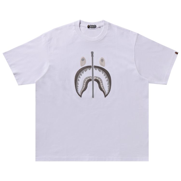 Buy BAPE Chain Stitch Shark Relaxed Fit Tee 'White' - 1L30 109 343 ...