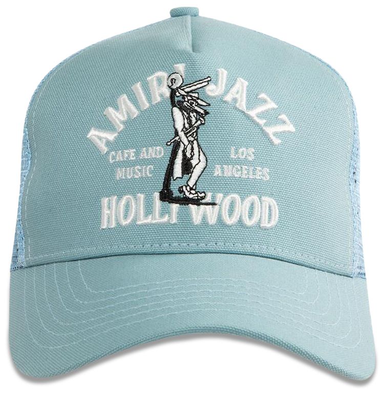 Buy Amiri Jazz Wolf Trucker Hat 'Dusty Blue' - AMHATR1020 DUST | GOAT