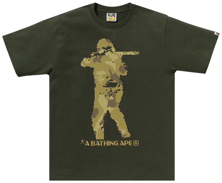 Buy BAPE Bitmap Soldier Tee 'Olive Drab' - 1K80 110 042 OLIVE DRAB | GOAT