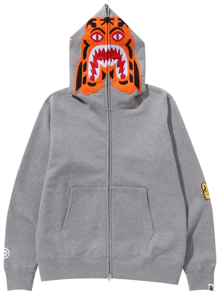Buy BAPE Tiger Full Zip Hoodie 'Grey' - 1L30 115 006 GREY | GOAT