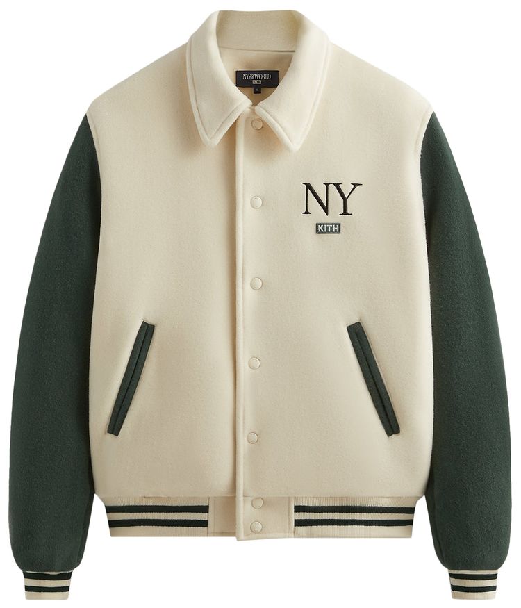 Buy Kith NY to the World Wool Varsity Jacket 'Sandrift' - KHM010674 104 ...