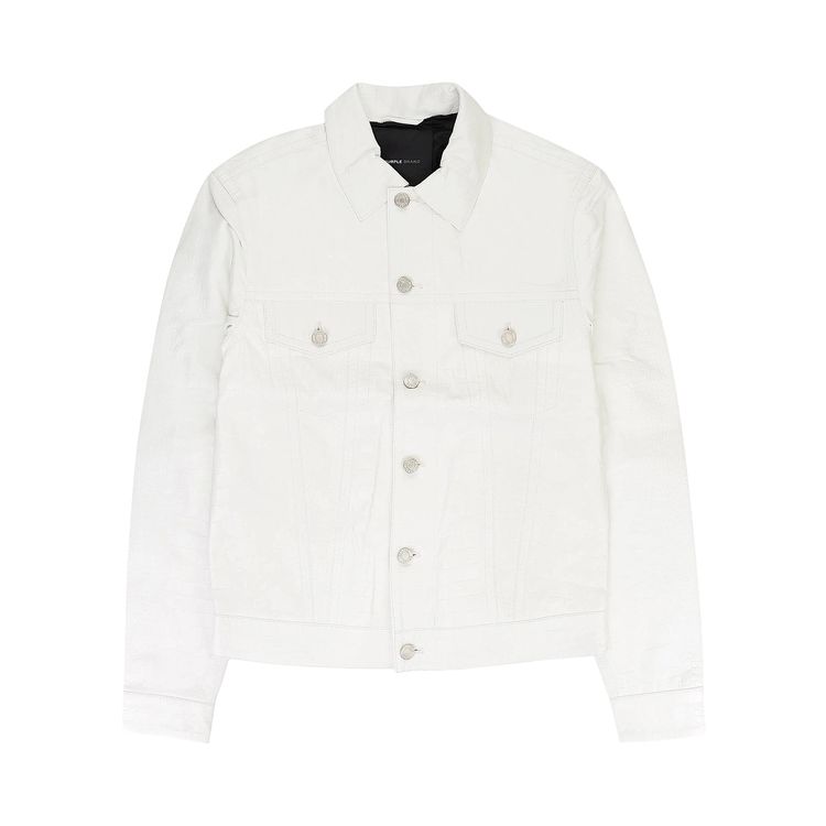 Buy PURPLE BRAND Leather Trucker Jacket 'White' - P028 LCTW223 | GOAT