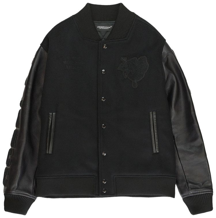 Buy Undercover Wolf Rose Varsity Jacket 'Black' - UC2C4206 1 BLAC | GOAT