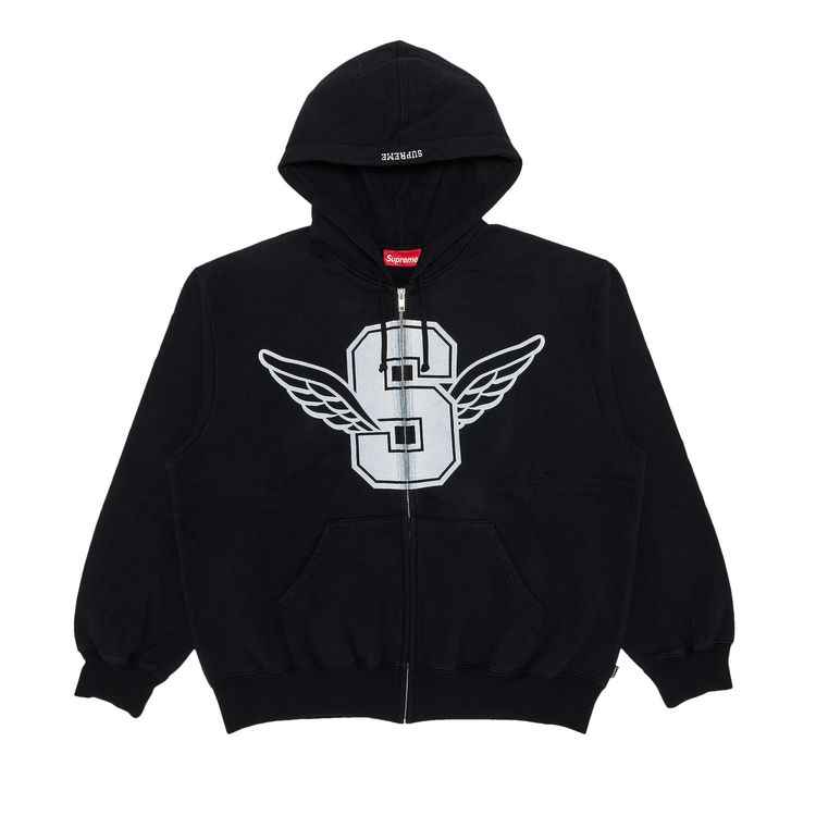 Buy Supreme Wings Zip Up Hooded Sweatshirt 'Black' - SS25SW20 BLACK | GOAT