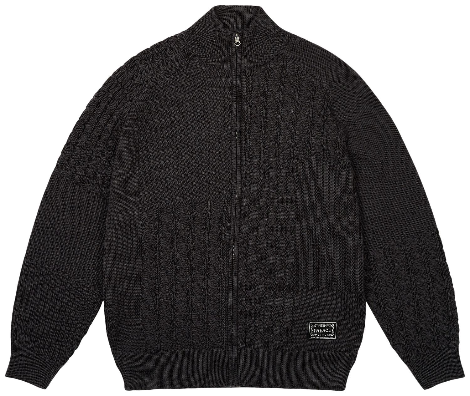 Buy Palace Patchwork Zip Knit 'Black' - P28KW002 | GOAT