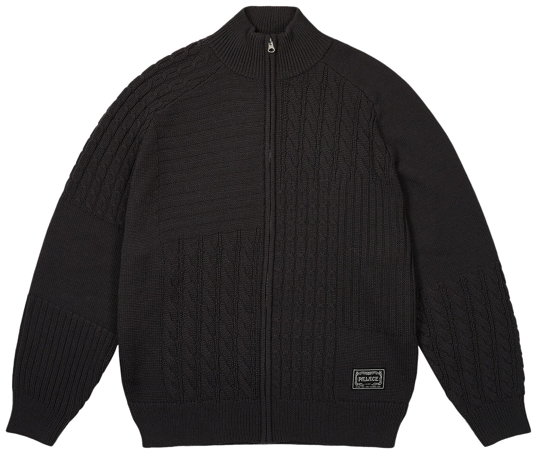Buy Palace Patchwork Zip Knit 'Black' - P28KW002 | GOAT