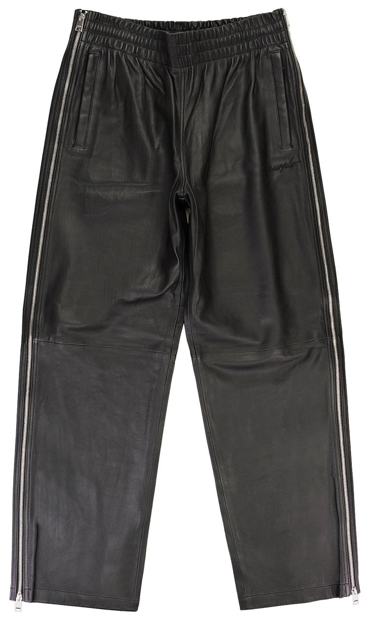 Buy PURPLE BRAND Leather Side Zip Track Pants 'Black' - P522 LBBP423 | GOAT