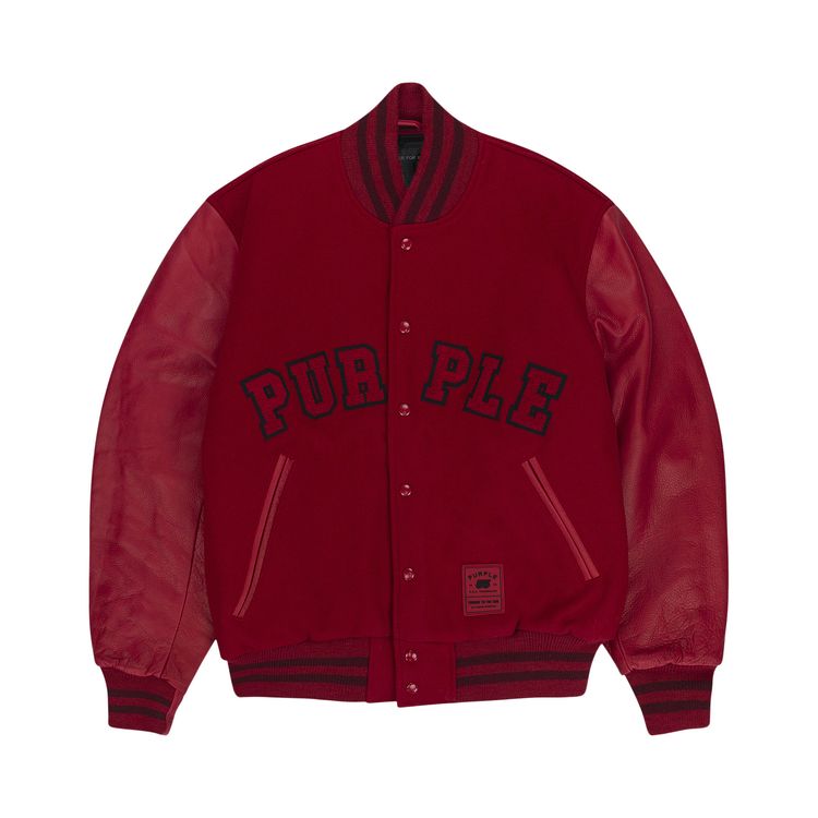 Buy PURPLE BRAND Varsity Logo Melton Bomber Jacket 'Red' - P321 GRWL923 ...