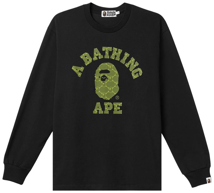 Buy BAPE College Monogram College Relaxed Fit Long-Sleeve Tee 'Black ...