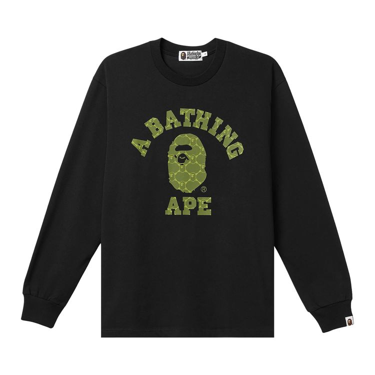 Buy BAPE College Monogram College Relaxed Fit Long-Sleeve Tee 'Black ...