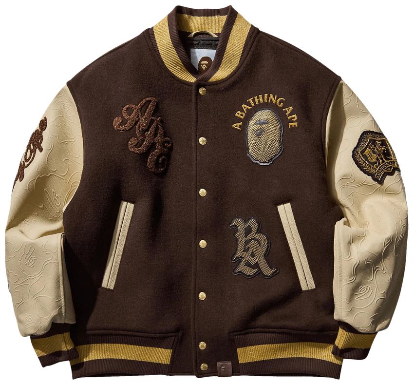 Buy BAPE Line Camo Multi Logo Wool Varsity Jacket 'Brown' - 1L30 141 ...