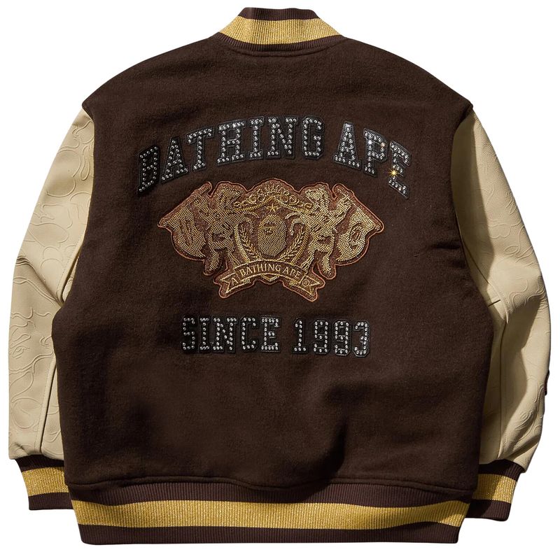 Buy BAPE Line Camo Multi Logo Wool Varsity Jacket 'Brown' - 1L30 141 ...