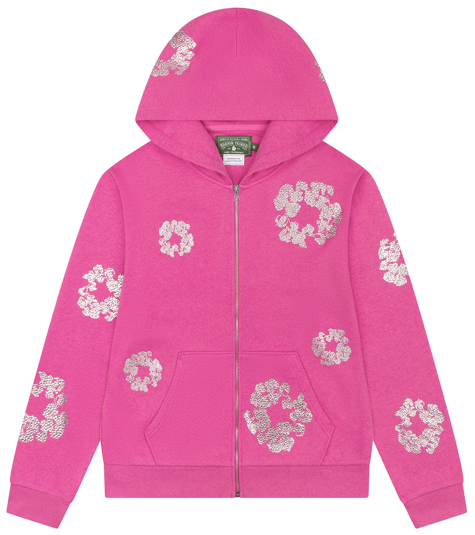 Buy Denim Tears Cashmere Swarovski Cotton Wreath Zip Hoodie 'Pink ...
