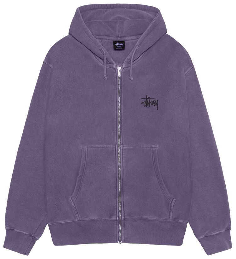 Buy Stussy Basic Zip Hoodie Pigment Dyed 'Grape' - 1975001 GRPE | GOAT