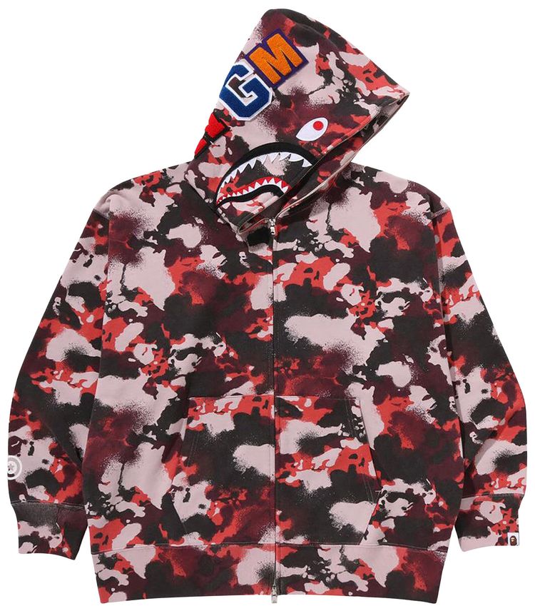 Buy BAPE Map Camo Shark Relaxed Fit Full Zip Hoodie 'Red' - 1L30 115 ...