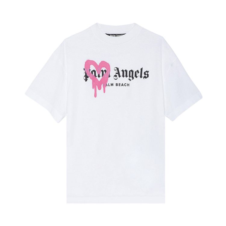 Buy Palm Angels Heart Sprayed Tee 'Pink/White' - PMAA001T21JER0103001 ...