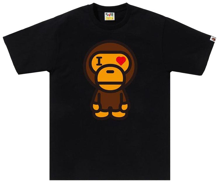 Buy BAPE Heart Baby Milo Tee 'Black' - 2L20 110 002 BLACK | GOAT