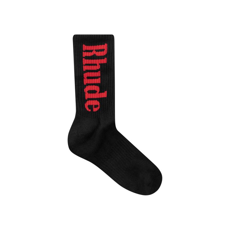 Buy Rhude Logo Sock 'Black/Red' - FW24SO018840166 | GOAT