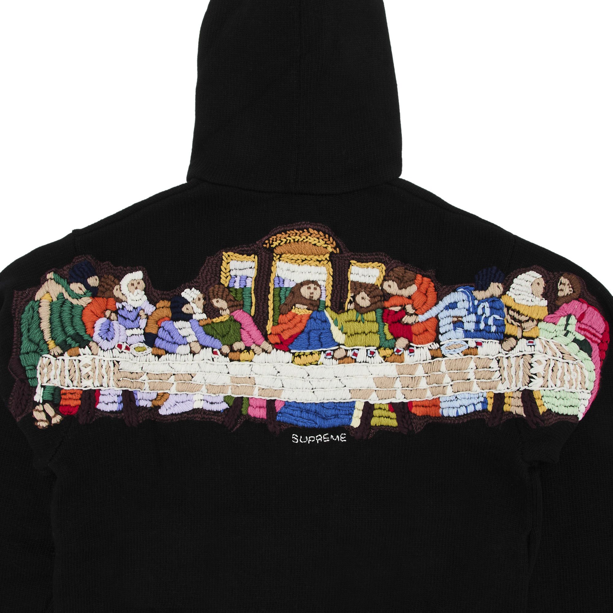 Buy Supreme Last Supper Embroidered Zip Up Hooded Sweater 'Black ...