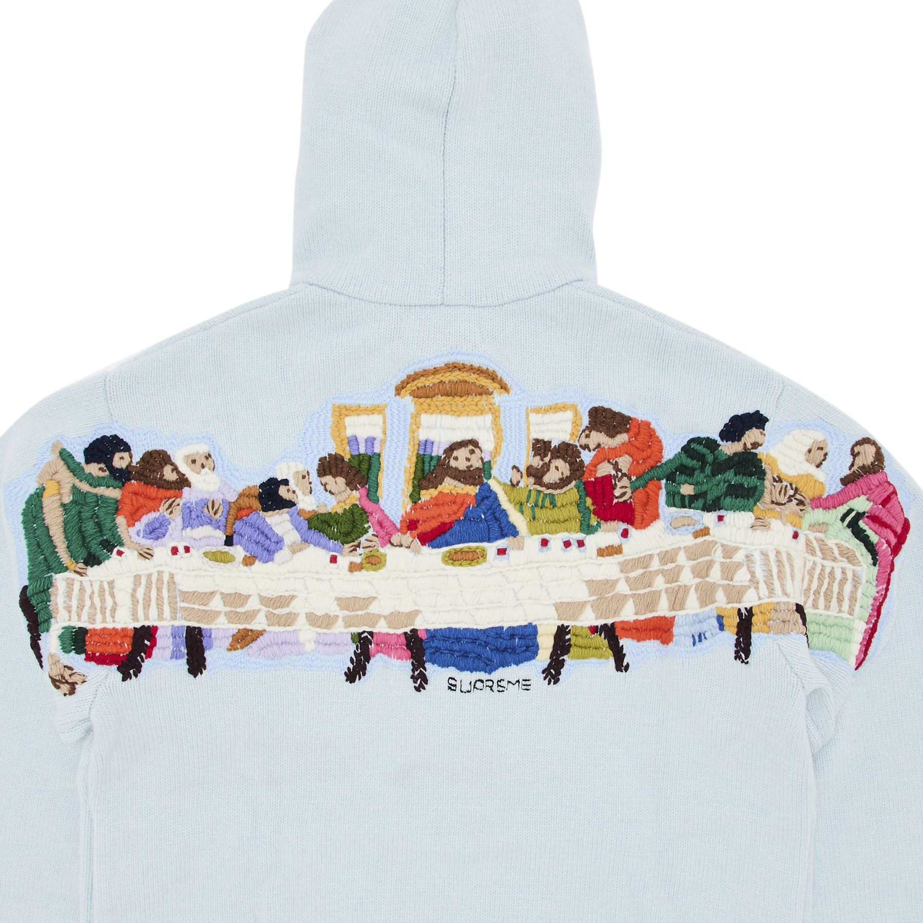 Buy Supreme Last Supper Embroidered Zip Up Hooded Sweater 'Light Blue ...