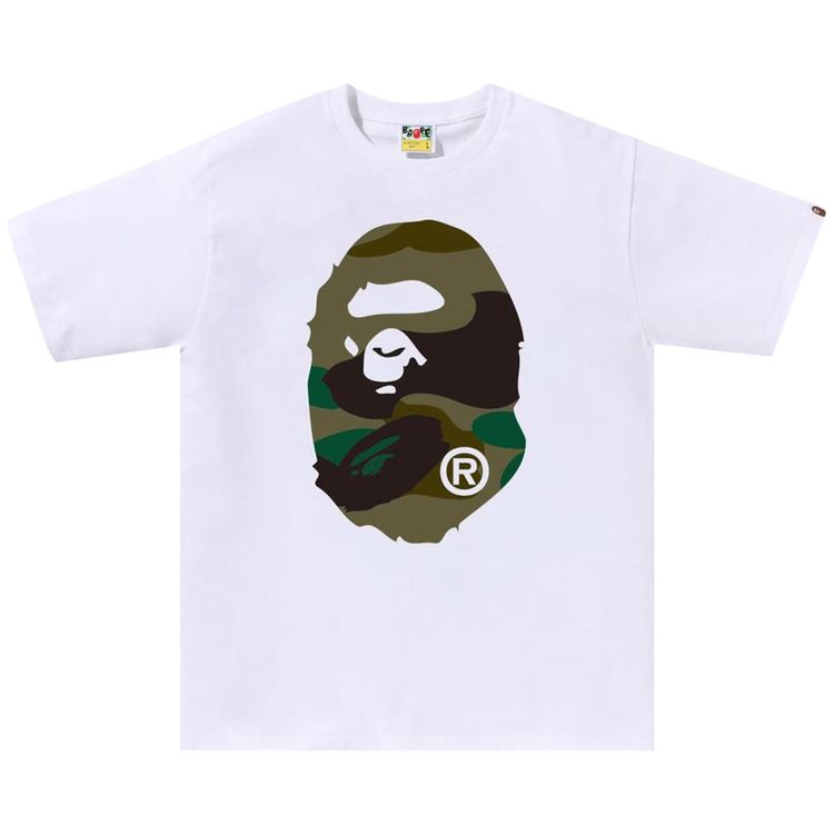 Buy BAPE Giant 1st Camo Big Ape Head Tee 'White/Green' - 1L30 110 015 ...