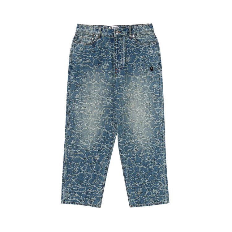 Buy BAPE Line Camo Jacquard One Point Relaxed Fit Denim Pants 'Light ...