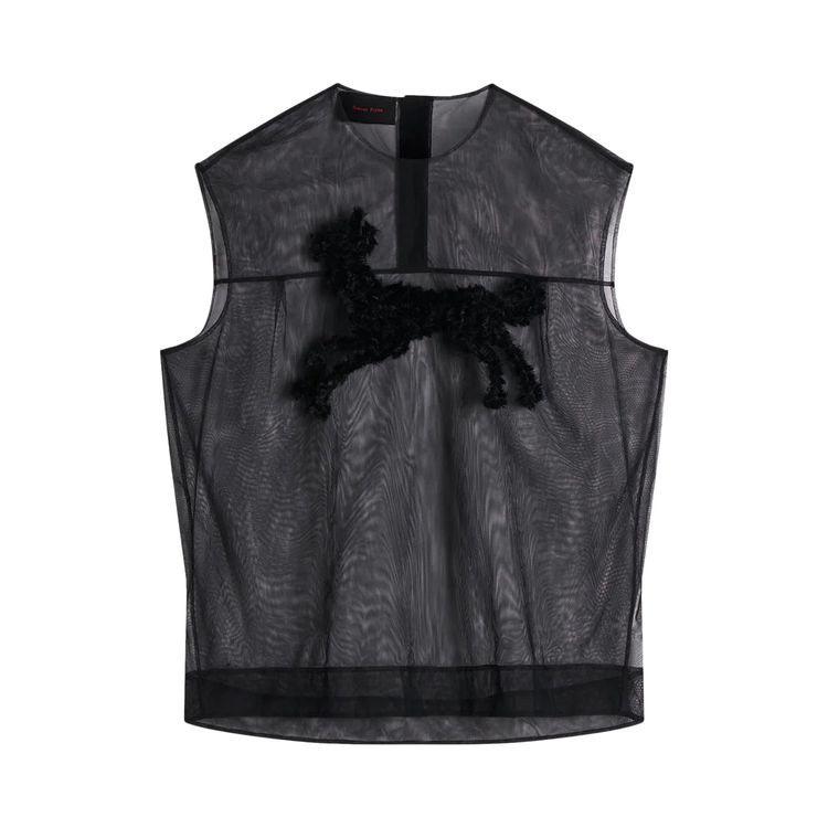 Buy Simone Rocha Sheer Boxy Tank Top With Creature Embroidery 'Black ...