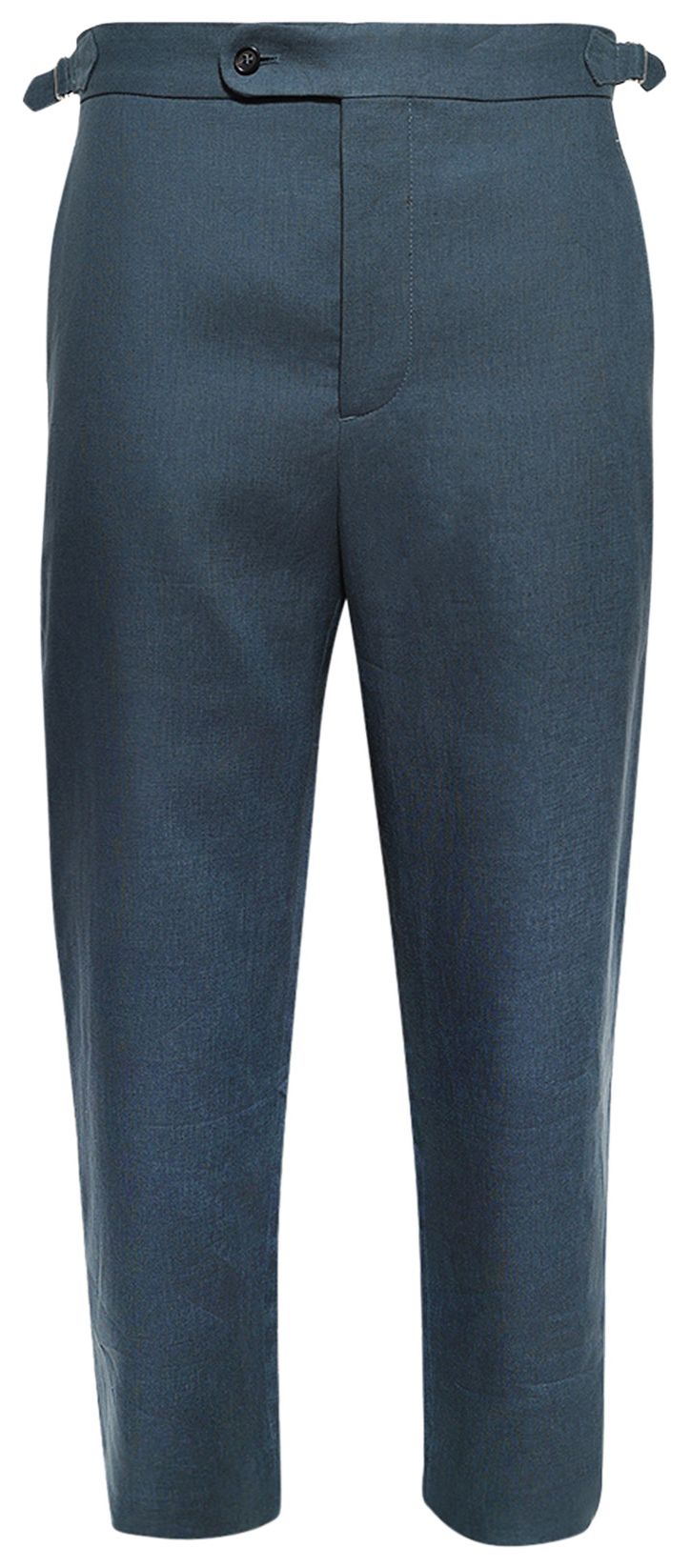 Buy Bode Lightweight Linen Side Buckle Trousers 'Teal' - MRS25BT072 TEAL | GOAT