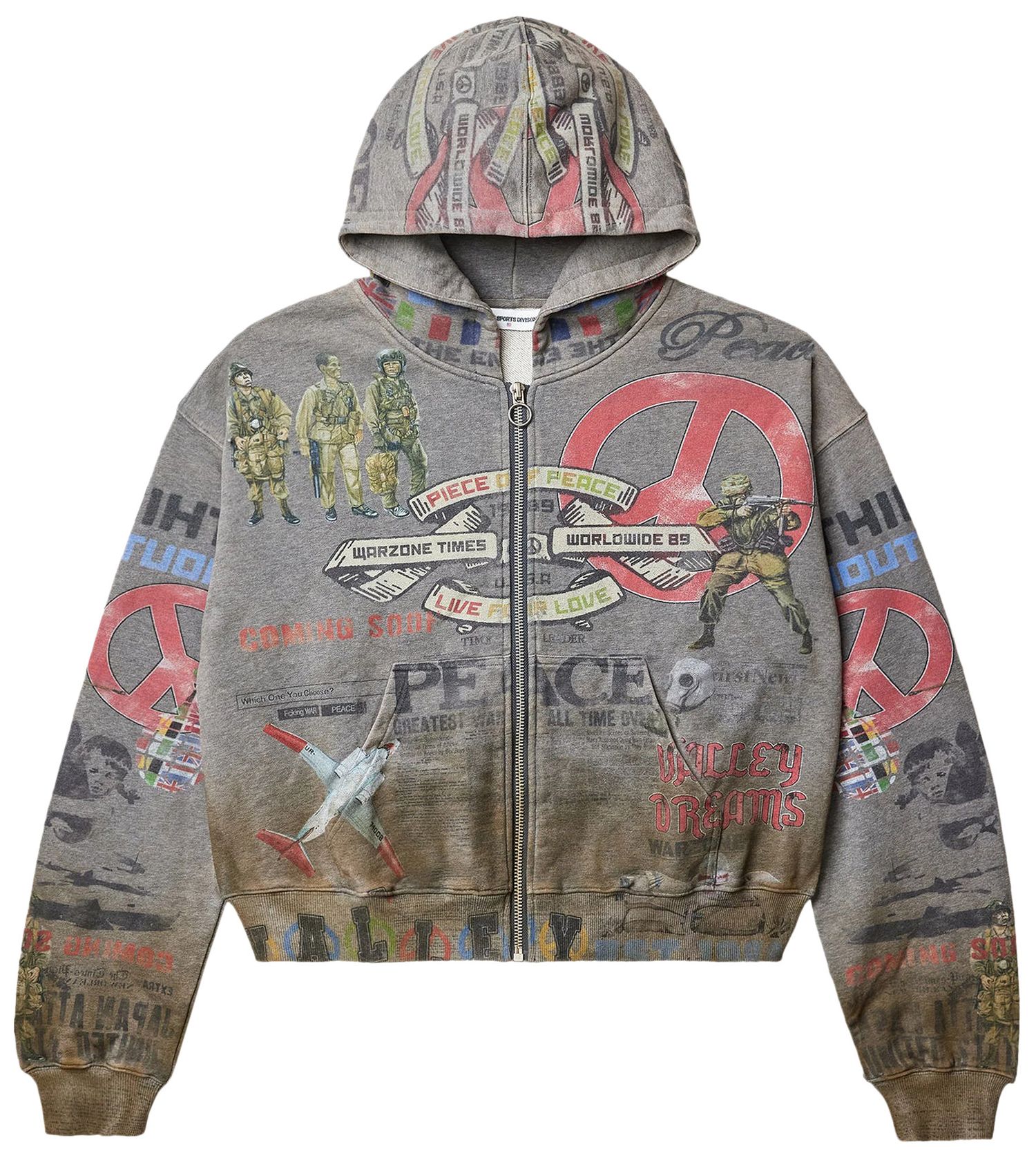 Buy Vale Forever Peace Zip Up Hoodie 'Dirty Grey' - 11451 10004VFPZUH DIRT | GOAT CA