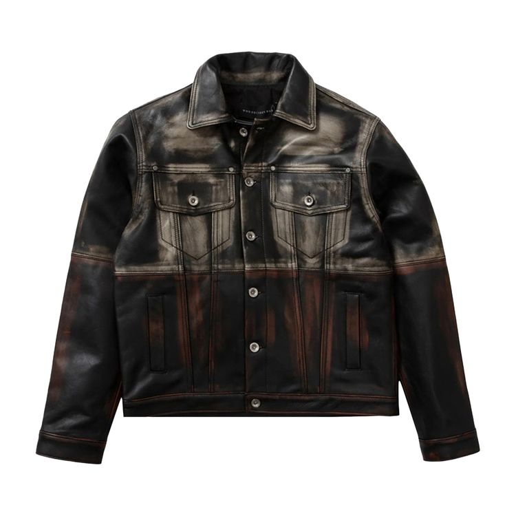 Buy Who Decides War Ombre Leather Trucker Jacket 'Rust ...