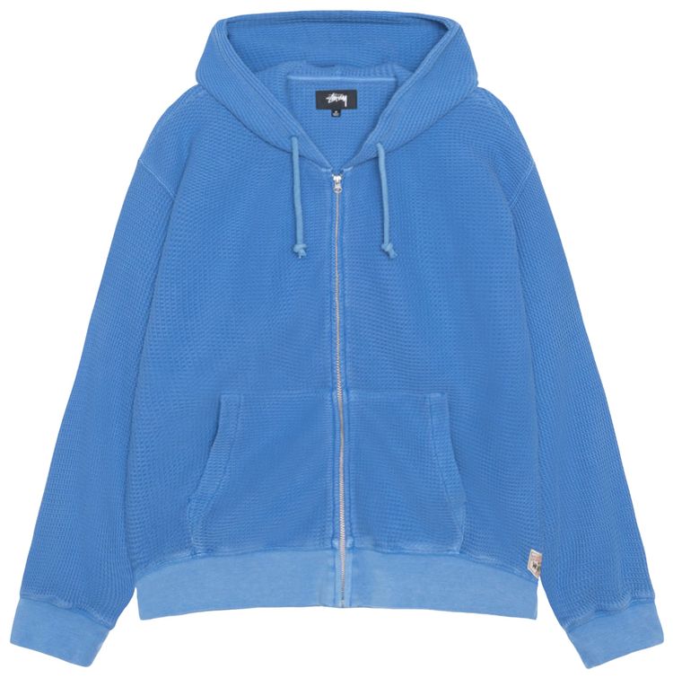 Buy Stussy Double Layer Waffle Zip Hoodie 'Blue' - 1140360 BLUE | GOAT