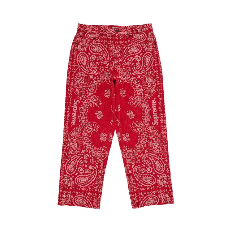 Buy Supreme Bandana Jacquard Baggy Jean 'Red' - SS25P12 RED | GOAT