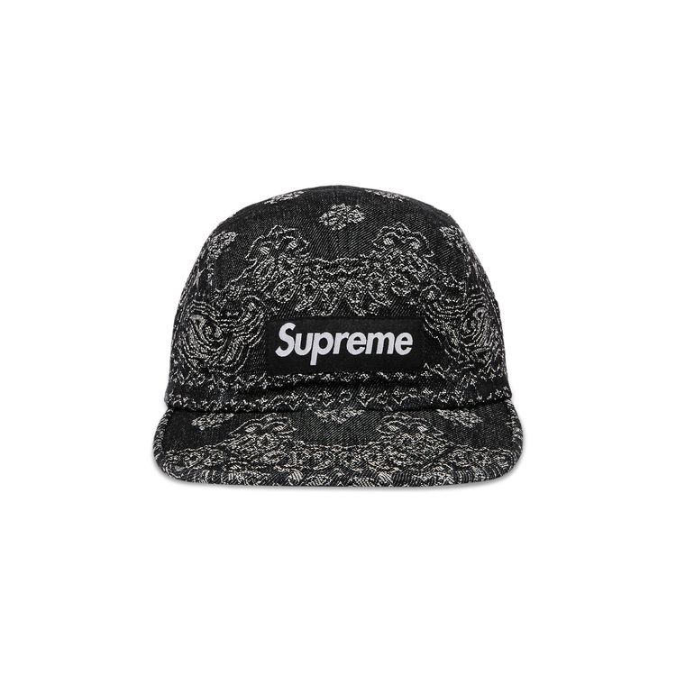 Buy Supreme Bandana Jacquard Denim Camp Cap 'Black' - SS25H86 BLACK | GOAT