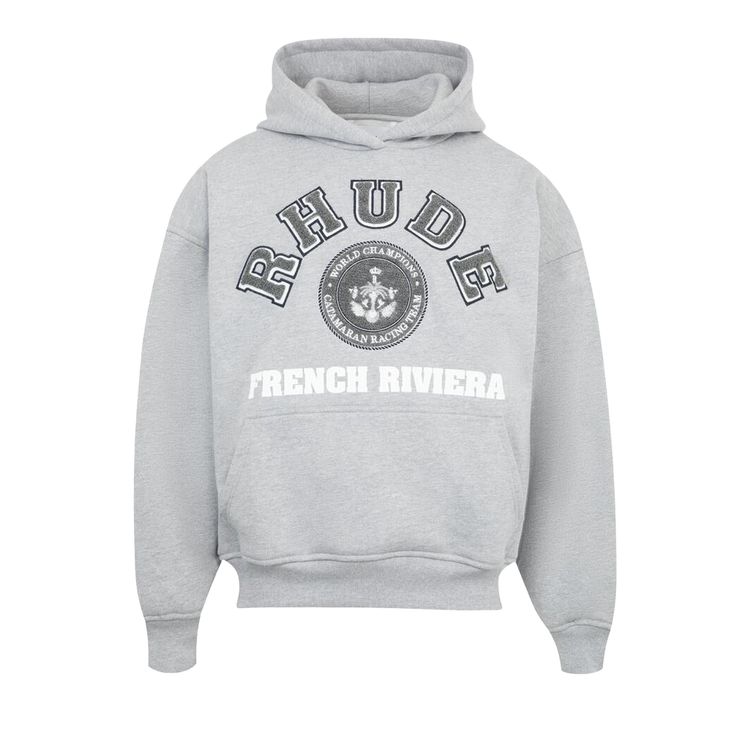Buy Rhude Rhude French Riviera Patch Hoodie 'Heather Grey ...