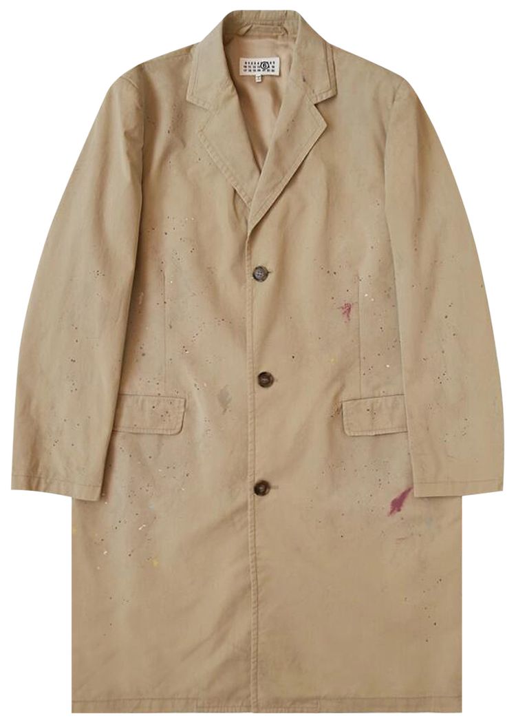 Buy MM6 Maison Margiela Paint Splatter Trench Coat 'Natural ...