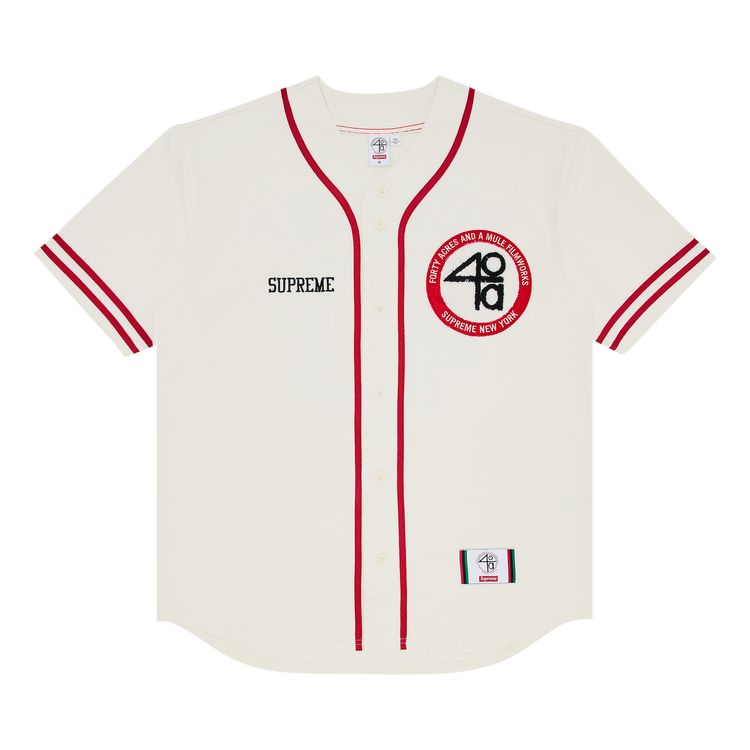 Buy Supreme x 40 Acres Twill Baseball Jersey 'Natural' - SS25KN38 ...