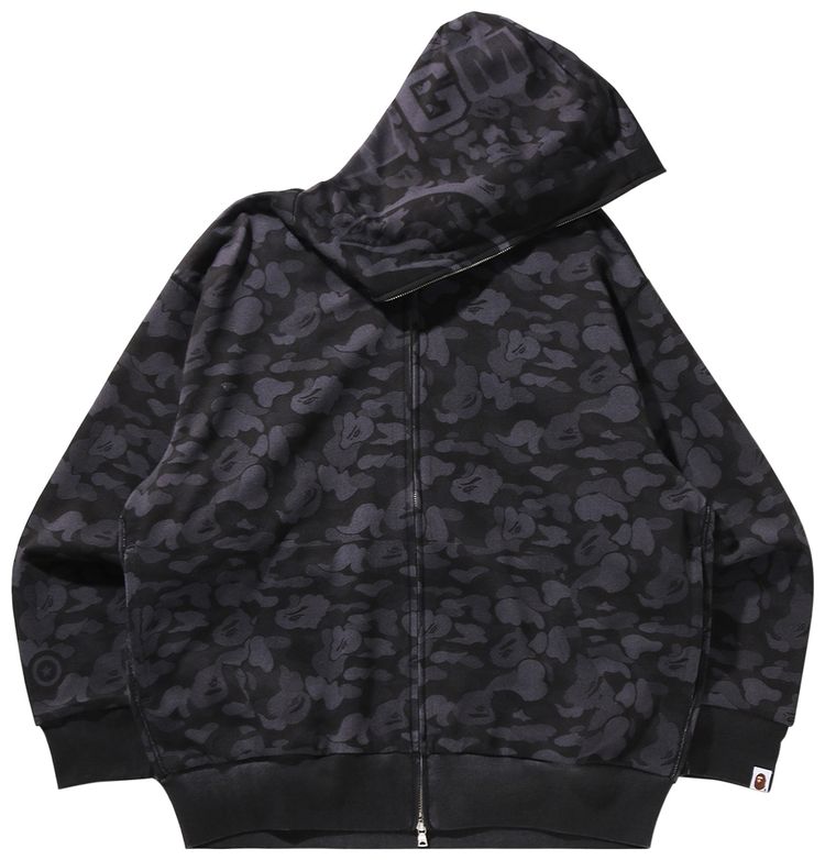Buy BAPE Camo Fake Print Relaxed Fit Shark Full Zip Hoodie 'Black ...