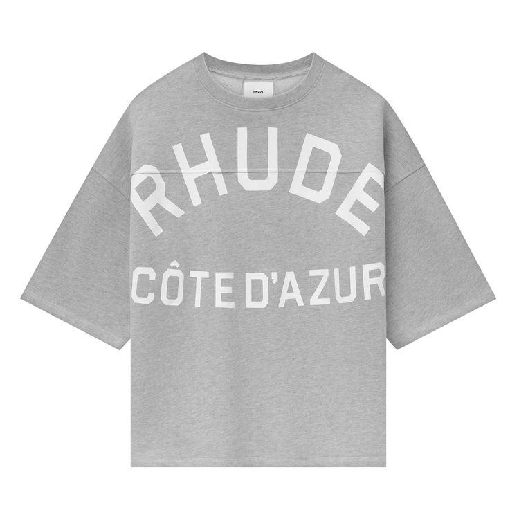 Buy Rhude Cote D'Azur Mid-Sleeve Boxy Tee 'Heather Grey ...