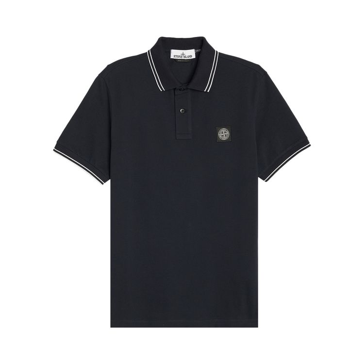 Buy Stone Island Compass Patch Logo Contrast Stripe Polo 'Navy Blue ...