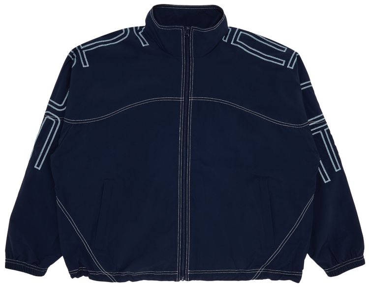 Buy Supreme Spellout Embroidered Track Jacket 'Navy' - SS25J69 NAVY | GOAT