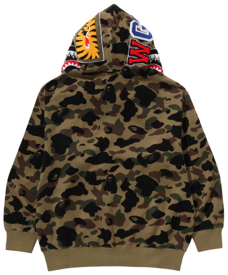 Buy BAPE 1st Camo Jacquard Shark Relaxed Fit Full Zip Hoodie 'Green ...