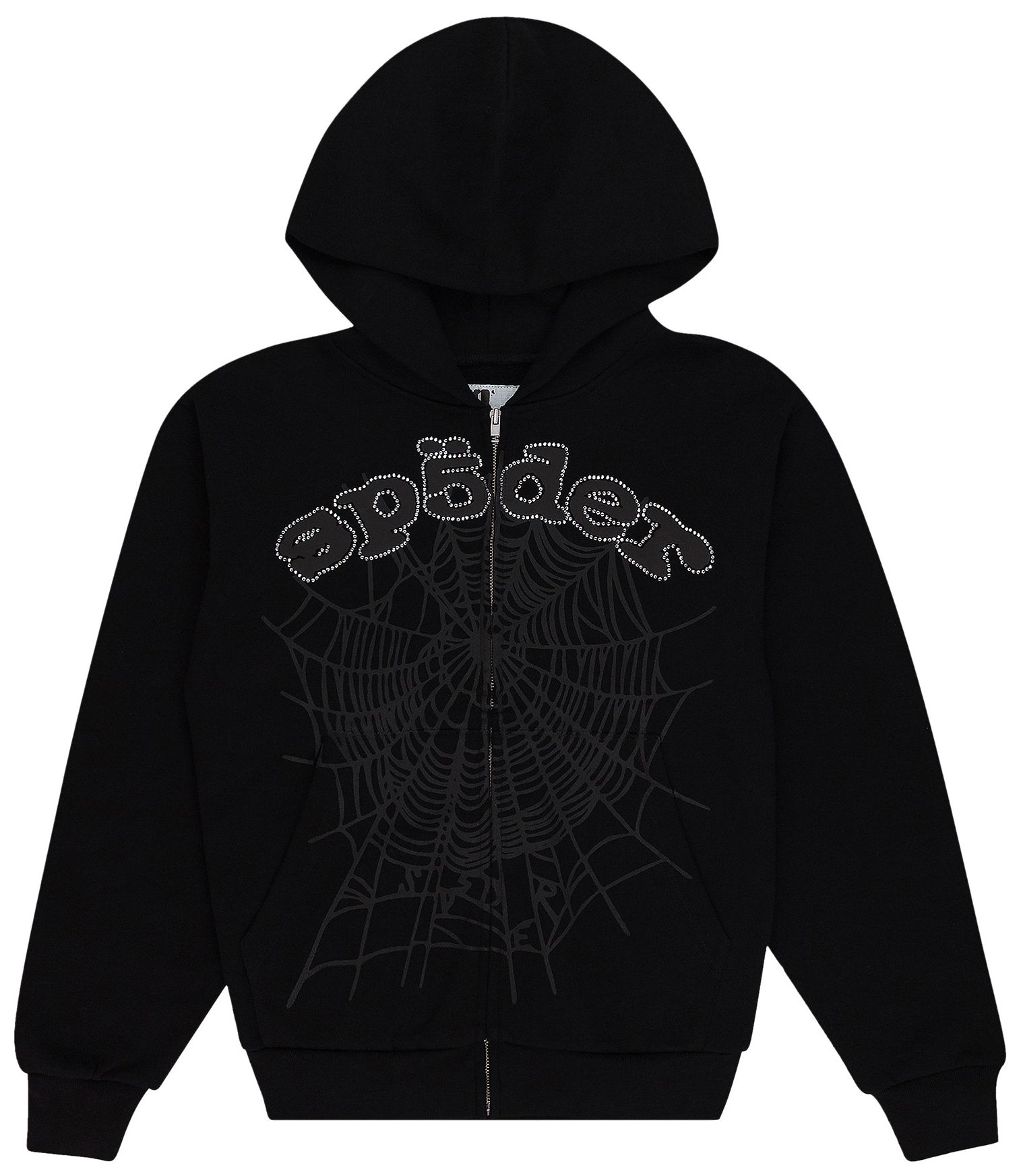 Buy Sp5der x Young Thug Rhinestone Zip-Up Hoodie 'Black' - ST027SS25BLK ...